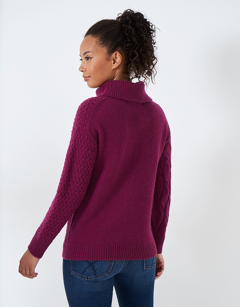 Women's Patchwork Cable Knit Jumper from Crew Clothing Company