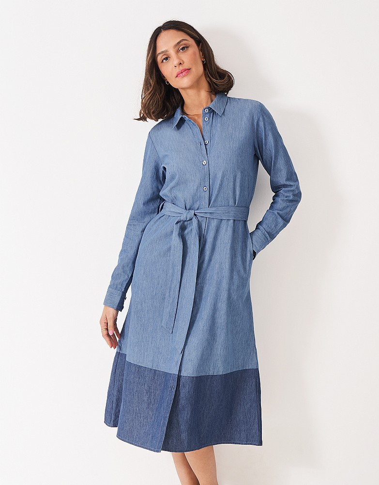 Women's Sienna Chambray Shirt Dress in Blue from Crew Clothing Company