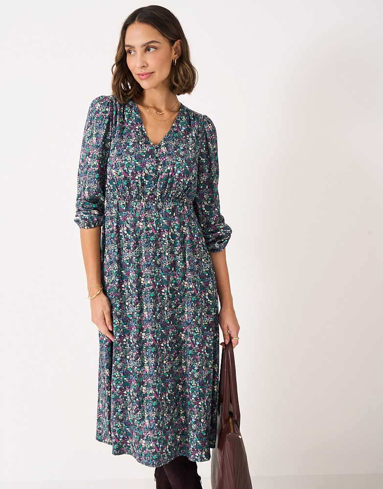 Women's Ava Tea Dress in Berry Geo Print from Crew Clothing Company